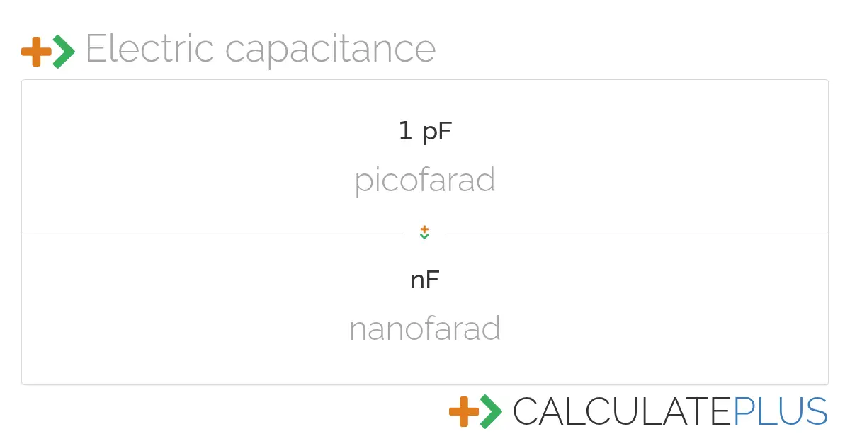 Conversion of picofarad to nanofarad +> CalculatePlus