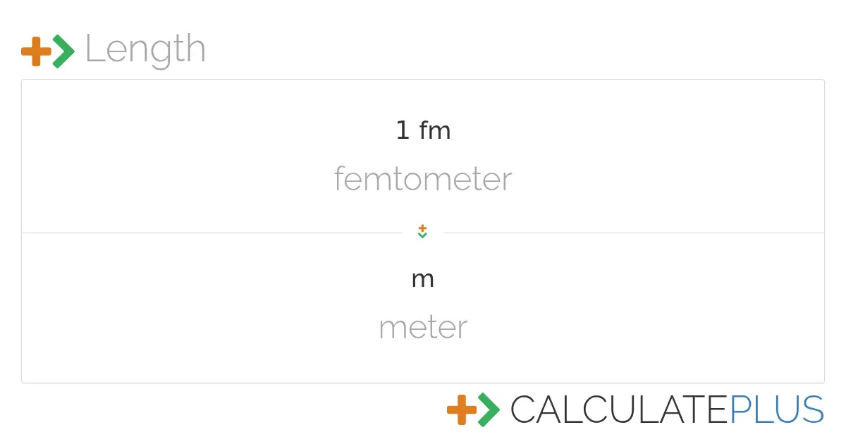 Conversion of femtometer to meter +> CalculatePlus