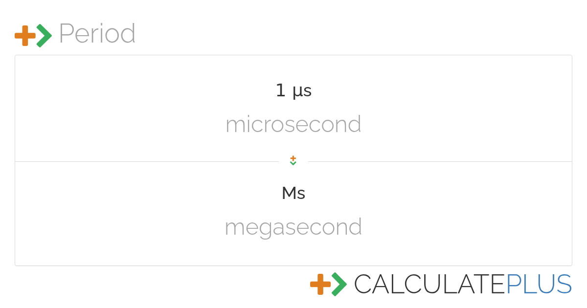 Conversion of microsecond to megasecond +> CalculatePlus